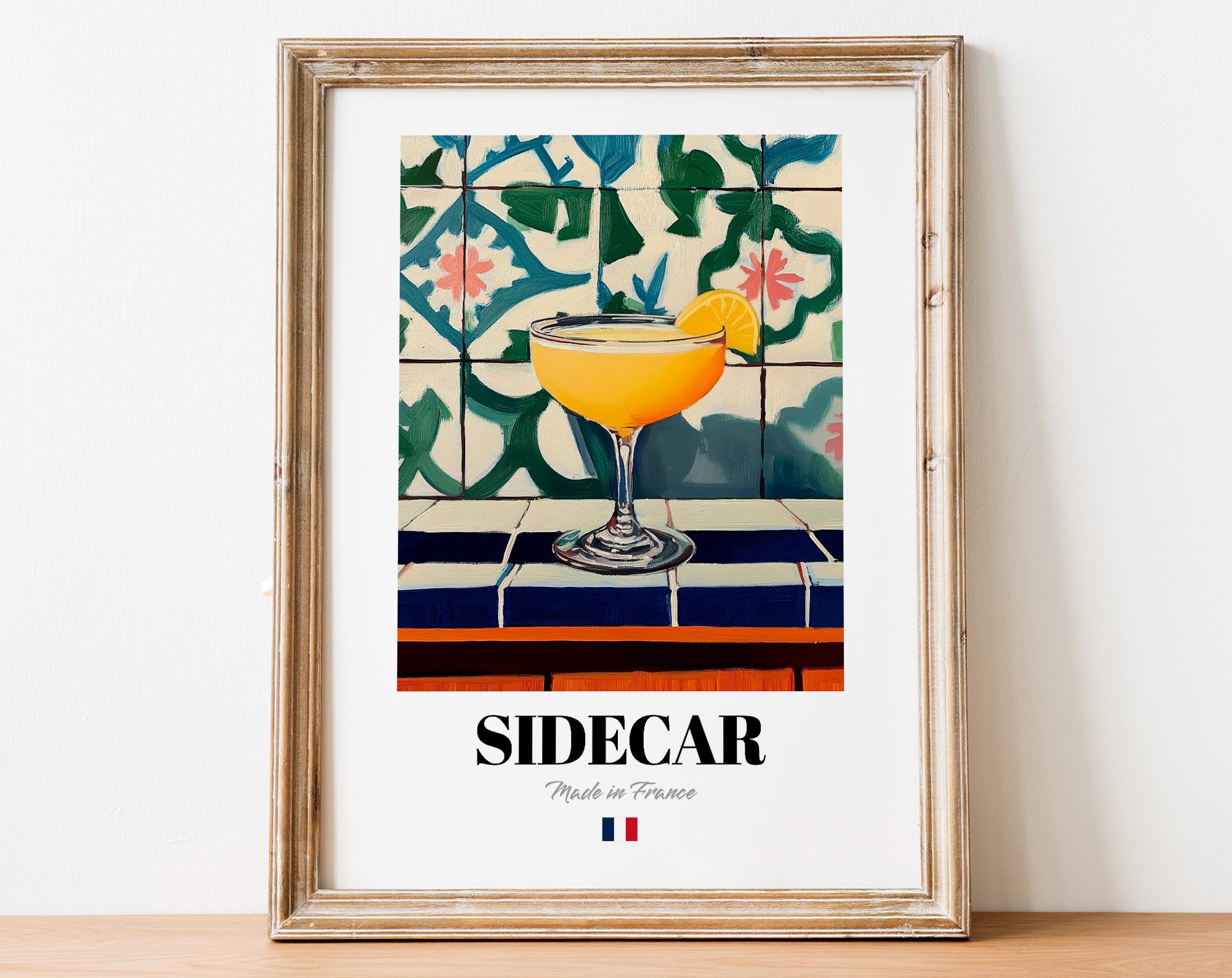 Retro Sidecar Glass Print Poster: Aesthetic Cocktail Art for Homes and ...