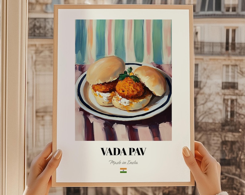 Vada Pav Art Print, Indian Food Poster, Indian Cafe Decor - Etsy