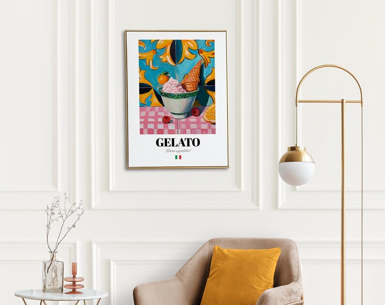 Italian Gelato Poster: Modern Foodie Wall Art for Cafés and Bistros - Etsy