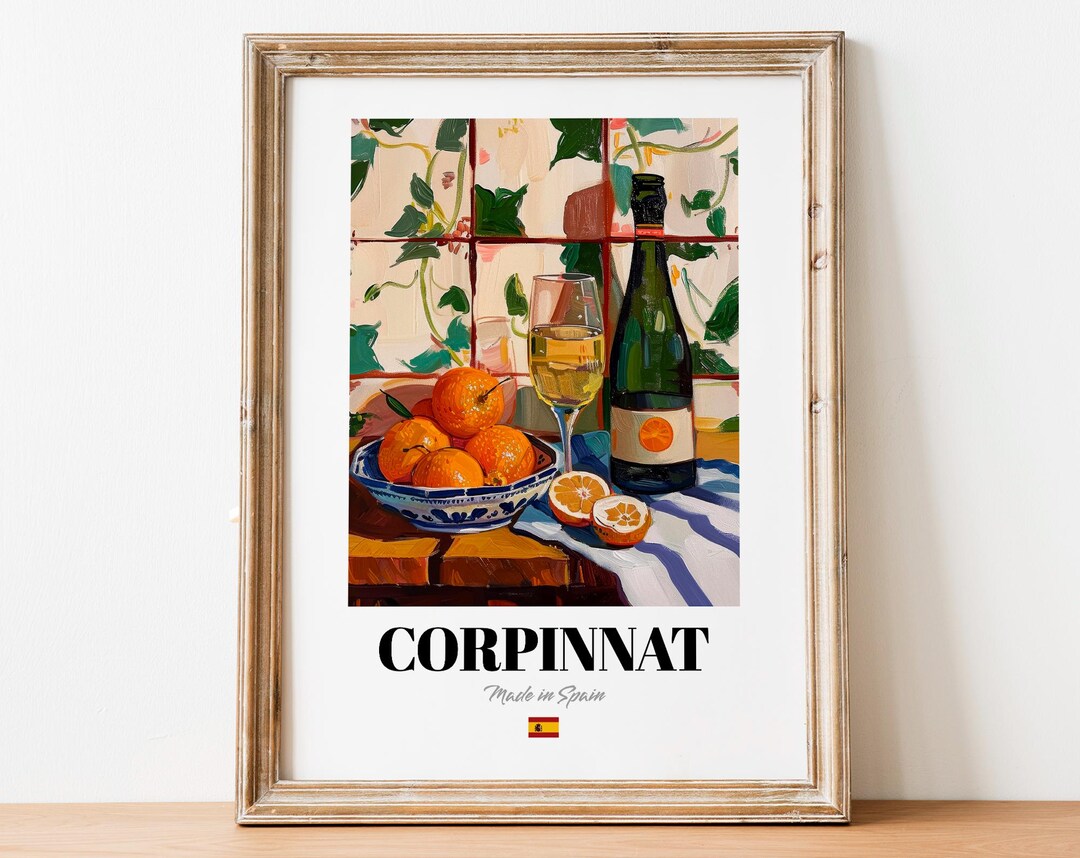 Vintage Corpinnat Bottle Print Poster: Boho Sparkling Wine Art for ...