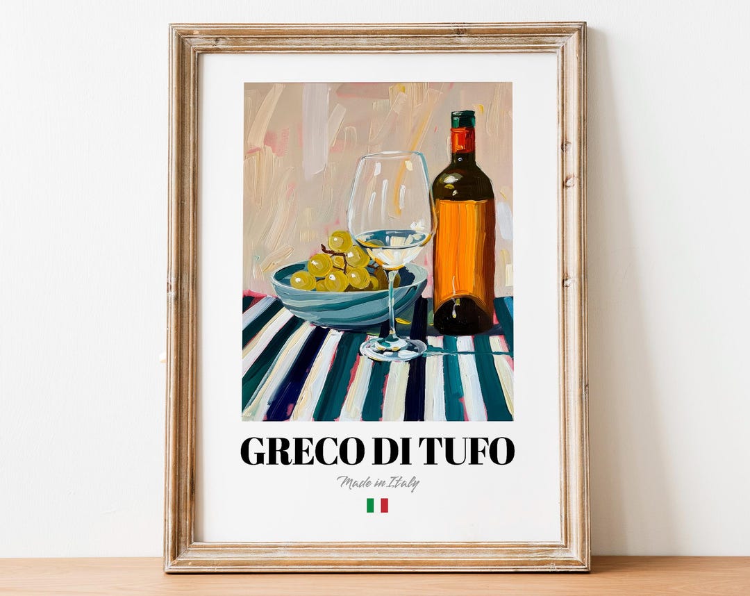 Italian Greco Di Tufo Art Print Poster: Volcanic Wine Artwork for Bars ...