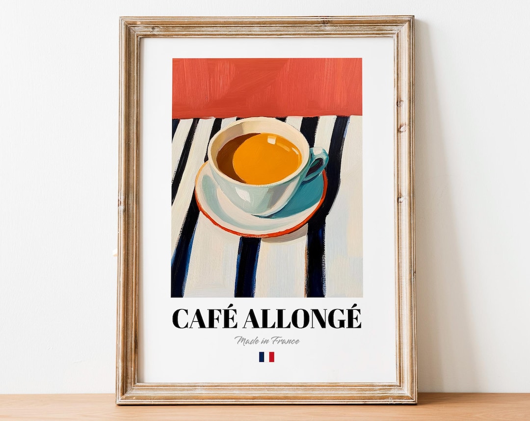 Aesthetic Café Allongé Cup Print Poster: Retro Coffee Art for Homes and ...