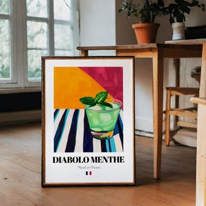 Aesthetic Diabolo Menthe Glass Print Poster: Retro Beverage Art for ...