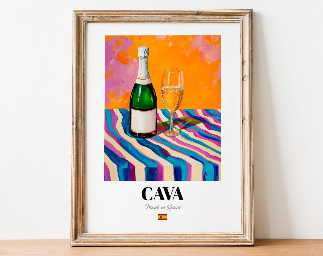Cava Wine Wall Art Print Poster: Refreshing Sparkling Wine Artwork for ...