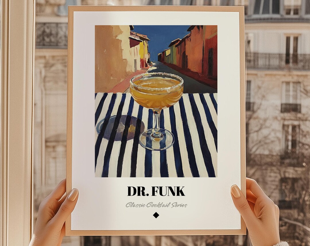Dr. Funk Cocktail Wall Art Print Poster, Bar Cart Decor, Oil Style Art ...