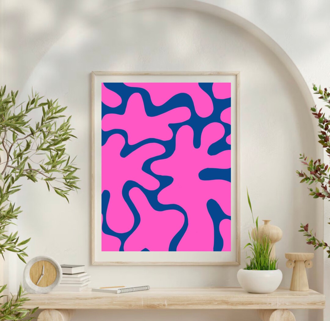Wave Wallcovering Blue & Pink Aesthetics - Etsy