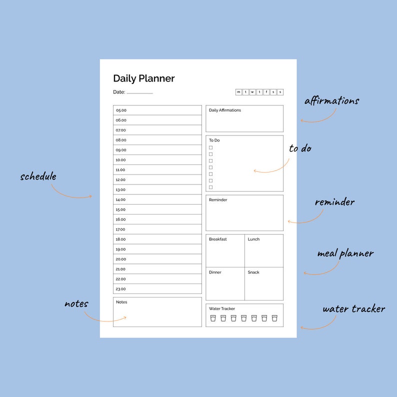 Daily Planner Printable, to Do, Schedule, Planning, Desk Planner ...
