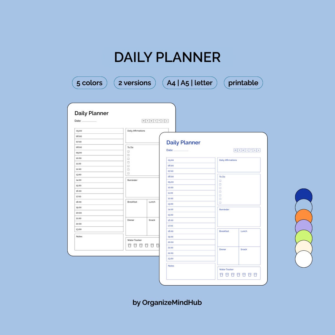 Daily Planner Printable, to Do, Schedule, Planning, Desk Planner ...