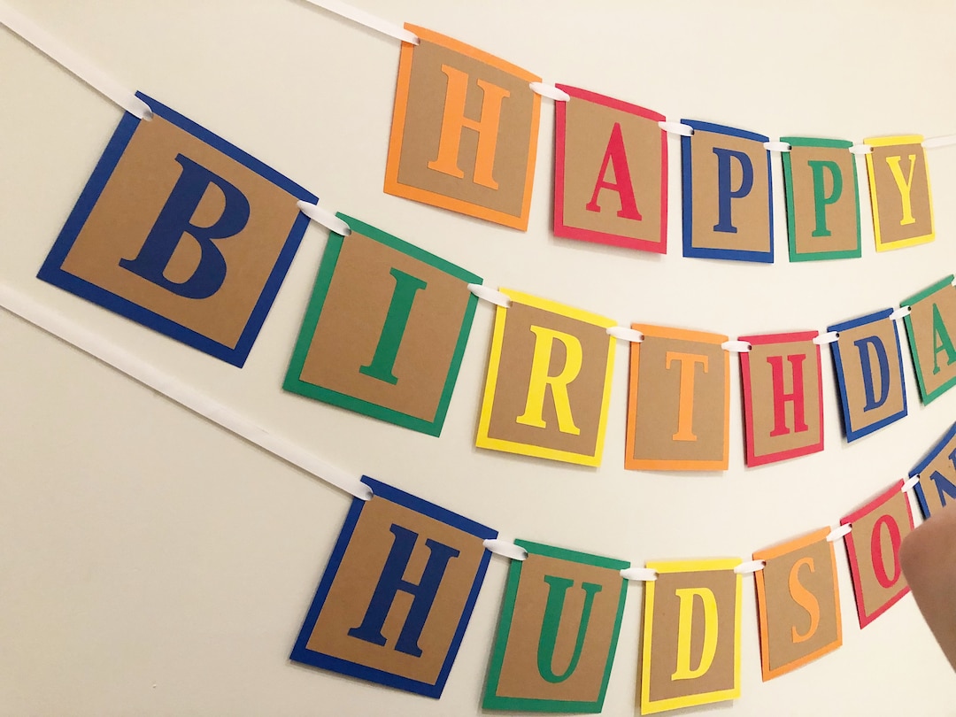 Blocks Birthday Banner Custom Name Building Toy - Etsy