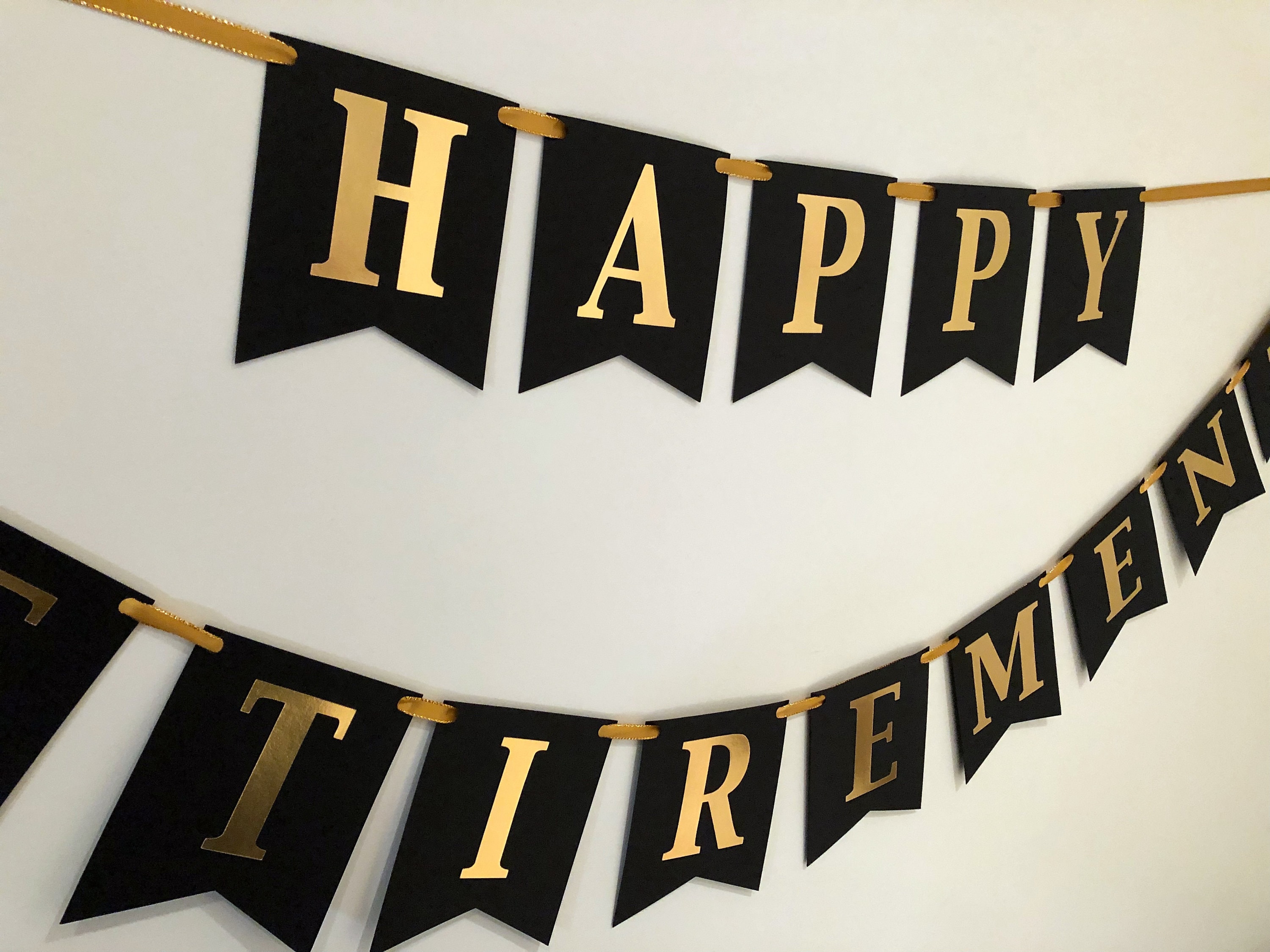 Black and Gold Happy Retirement Banner Custom Name - Etsy