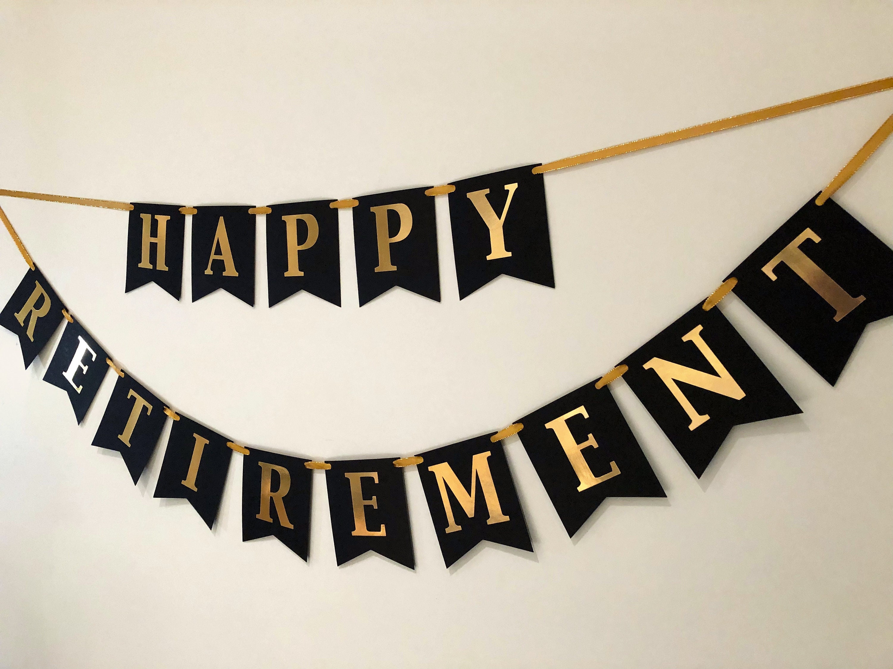 Black and Gold Happy Retirement Banner Custom Name - Etsy