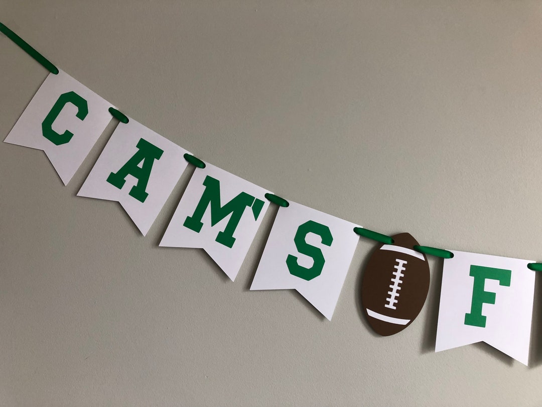 Football First Down Birthday Banner Green White Custom Name 1st - Etsy