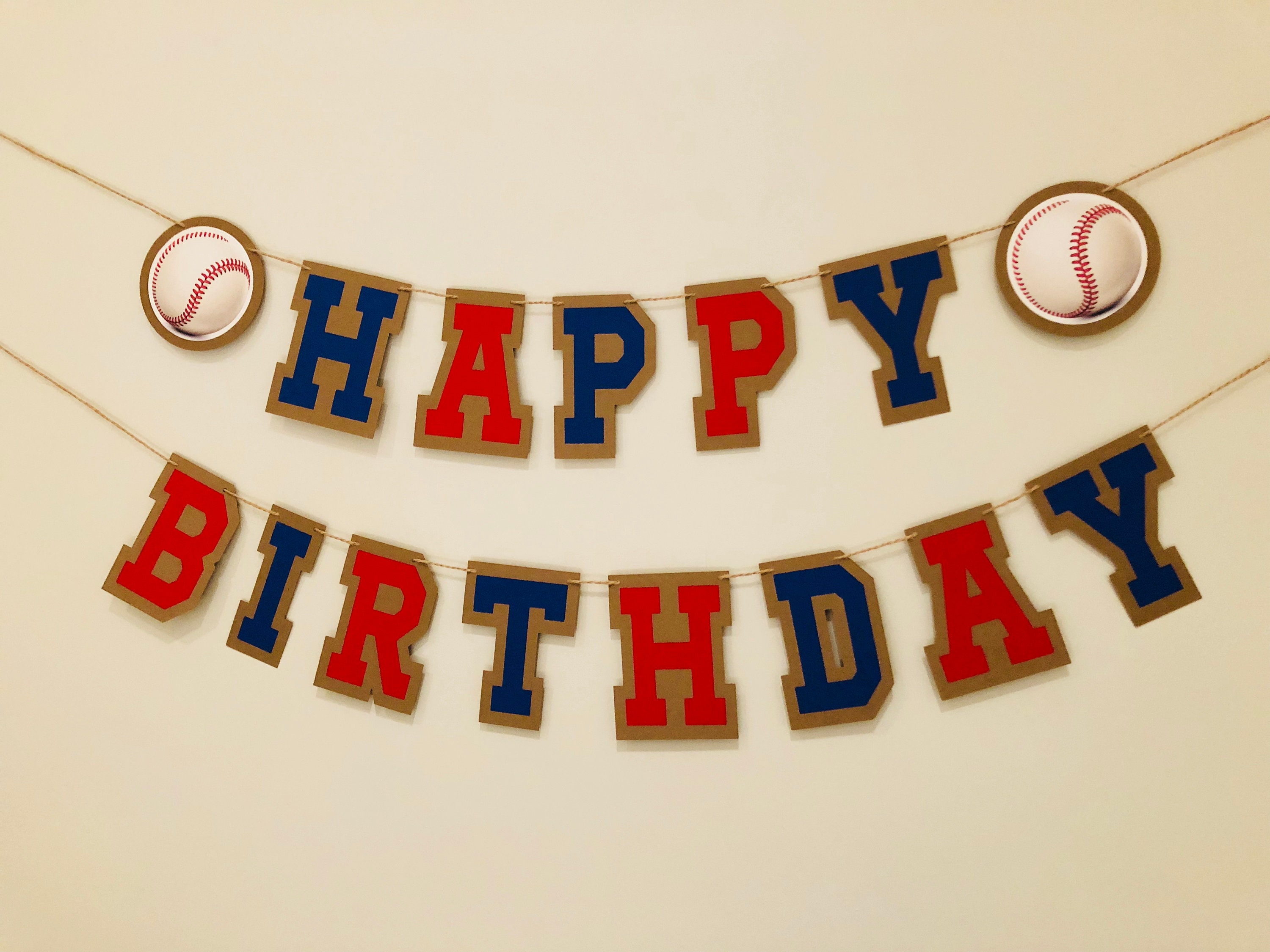 Baseball Happy Birthday Banner - Etsy