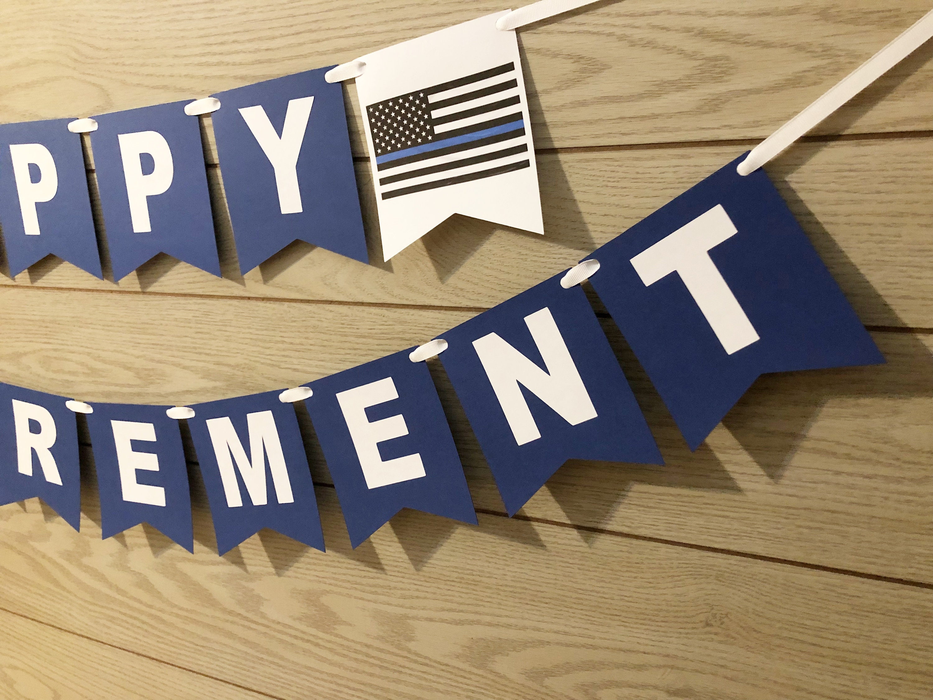 Blue Flag Ems Happy Retirement Banner Navy Blue Custom Name Chief ...