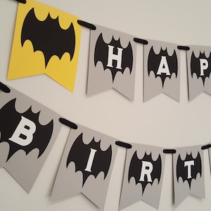 Bat Birthday Banner Custom Name Grey Black - Etsy