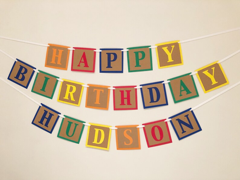 Blocks Birthday Banner Custom Name Building Toy - Etsy