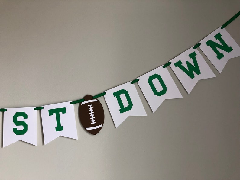 Football First Down Birthday Banner Green White Custom Name 1st - Etsy