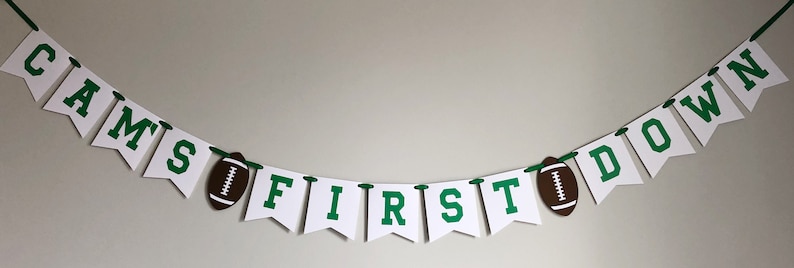 Football First Down Birthday Banner Green White Custom Name 1st - Etsy