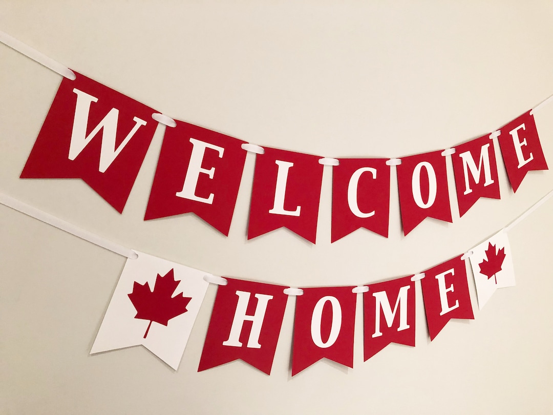 Welcome Home Canada Military Banner Custom Name White Red Blue - Etsy