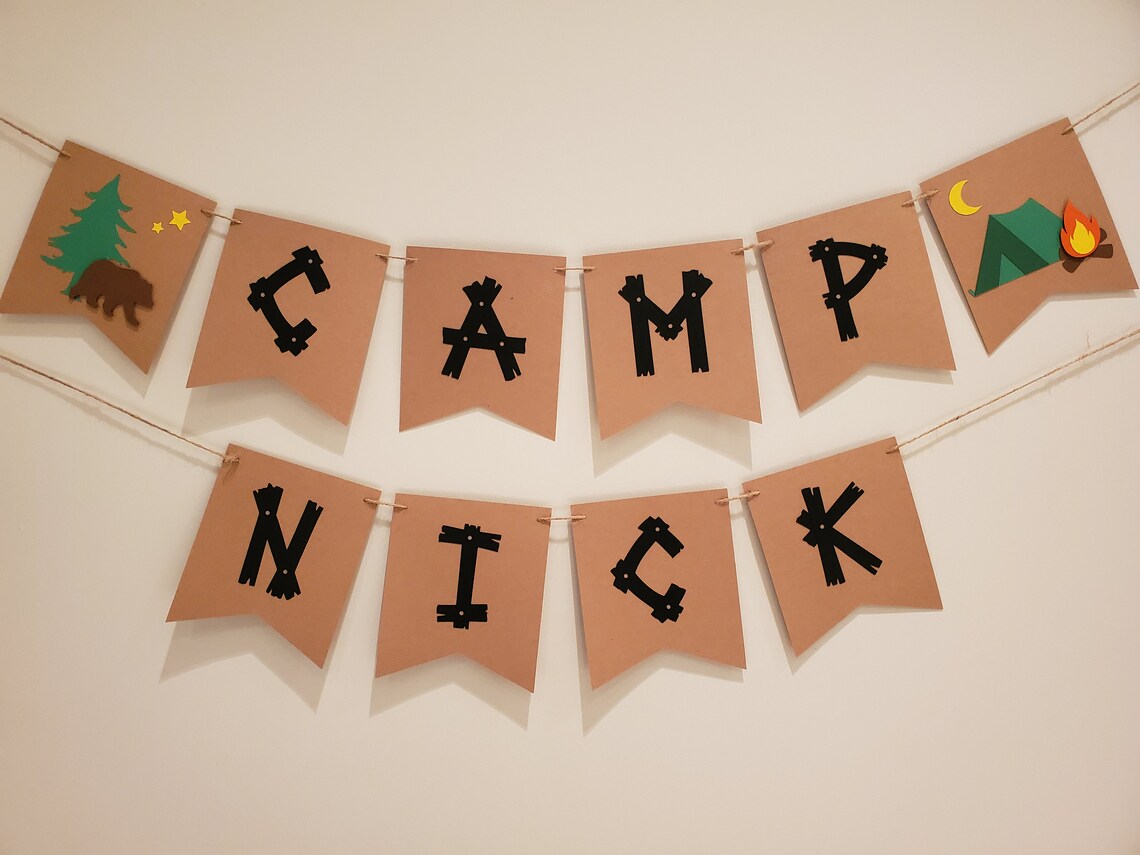 Camping Birthday Banner Custom Name Camp Theme - Etsy