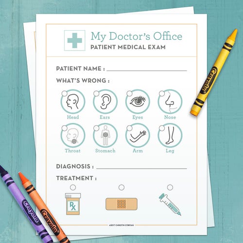 Doctor Forms Printable Kids Pretend Play Doctor Dramatic - Etsy
