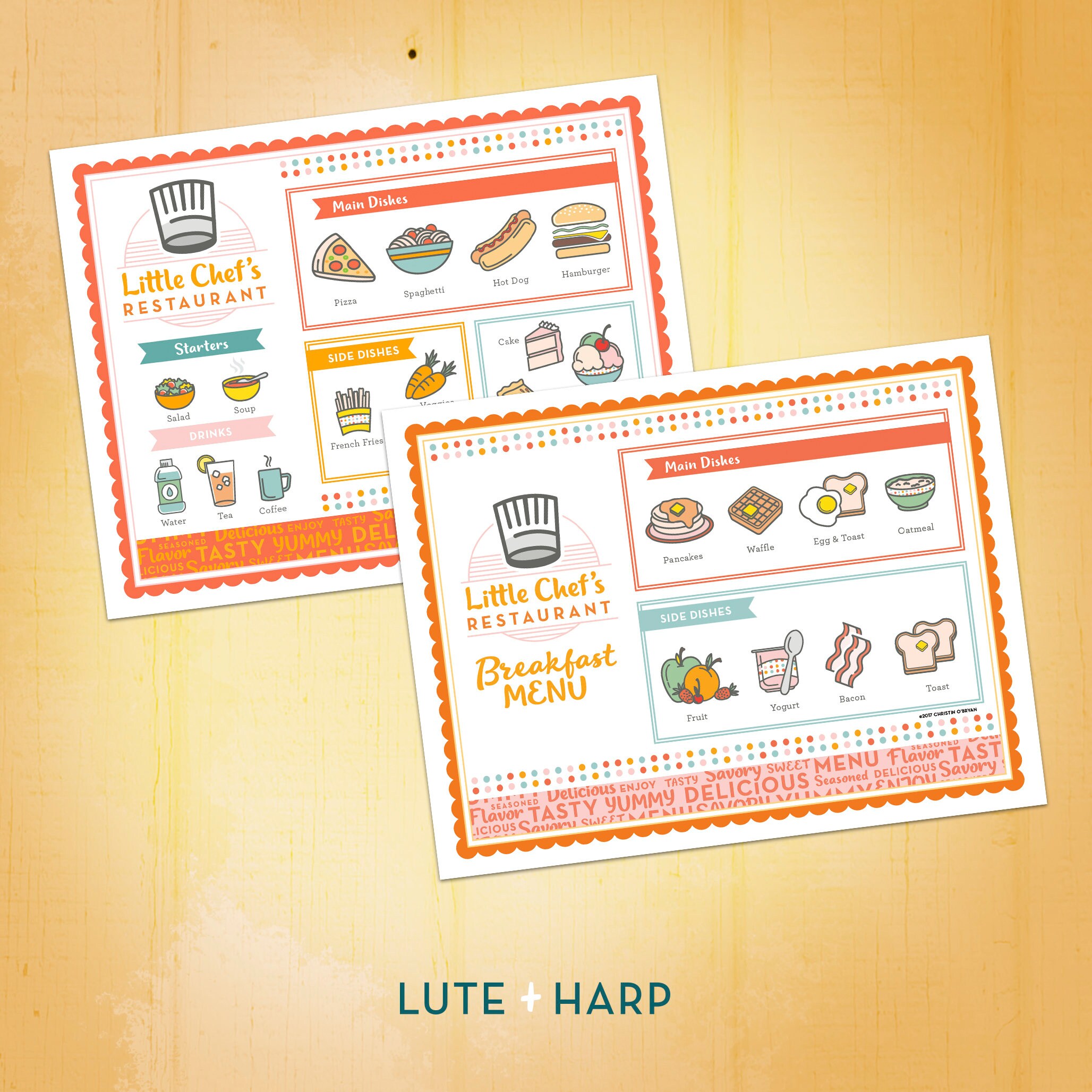 Restaurant Forms Printable Kids Pretend Play Chef Restaurant Ice Cream ...