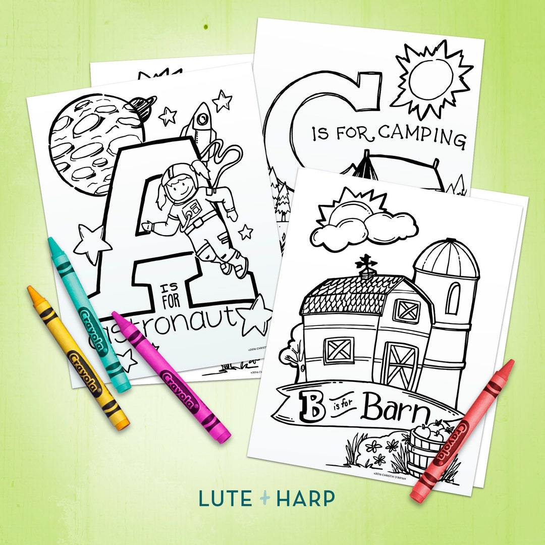Alphabet Coloring Pages - Instant Digital Download - Kids Coloring ...
