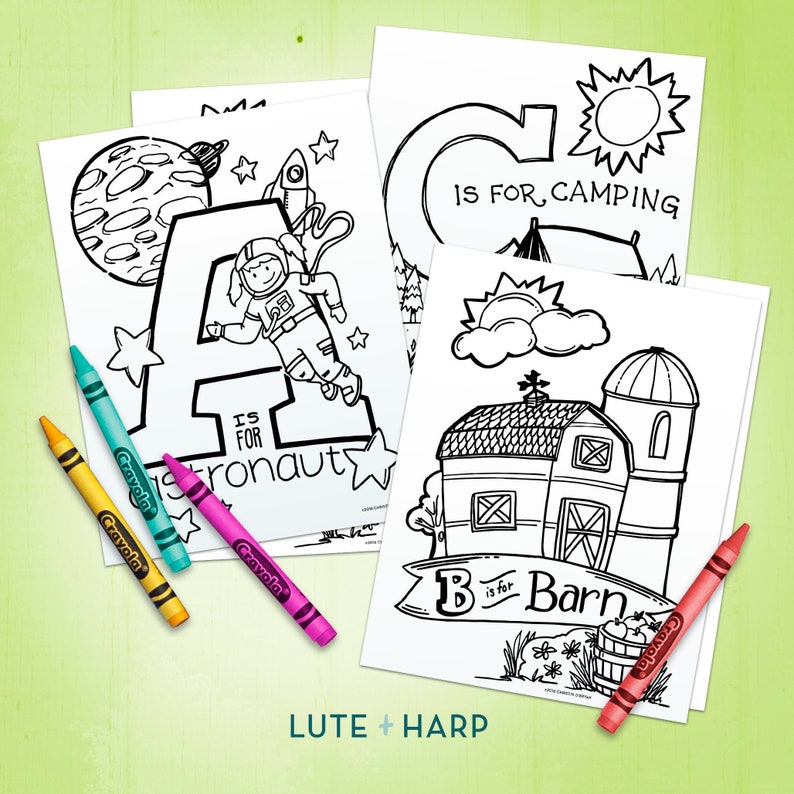 Alphabet Coloring Pages - Instant Digital Download - Kids Coloring ...