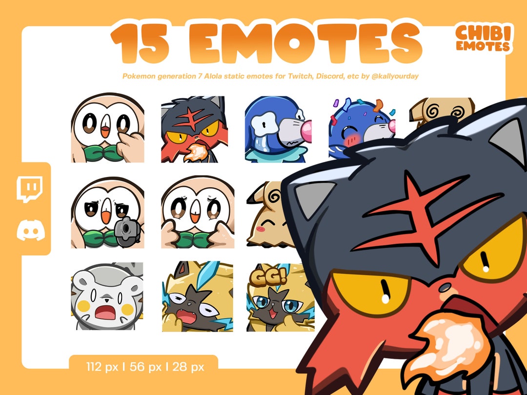 Pokemon Emotes Pack 15 Generation 7 Alola II Stream Emotes Twitch ...