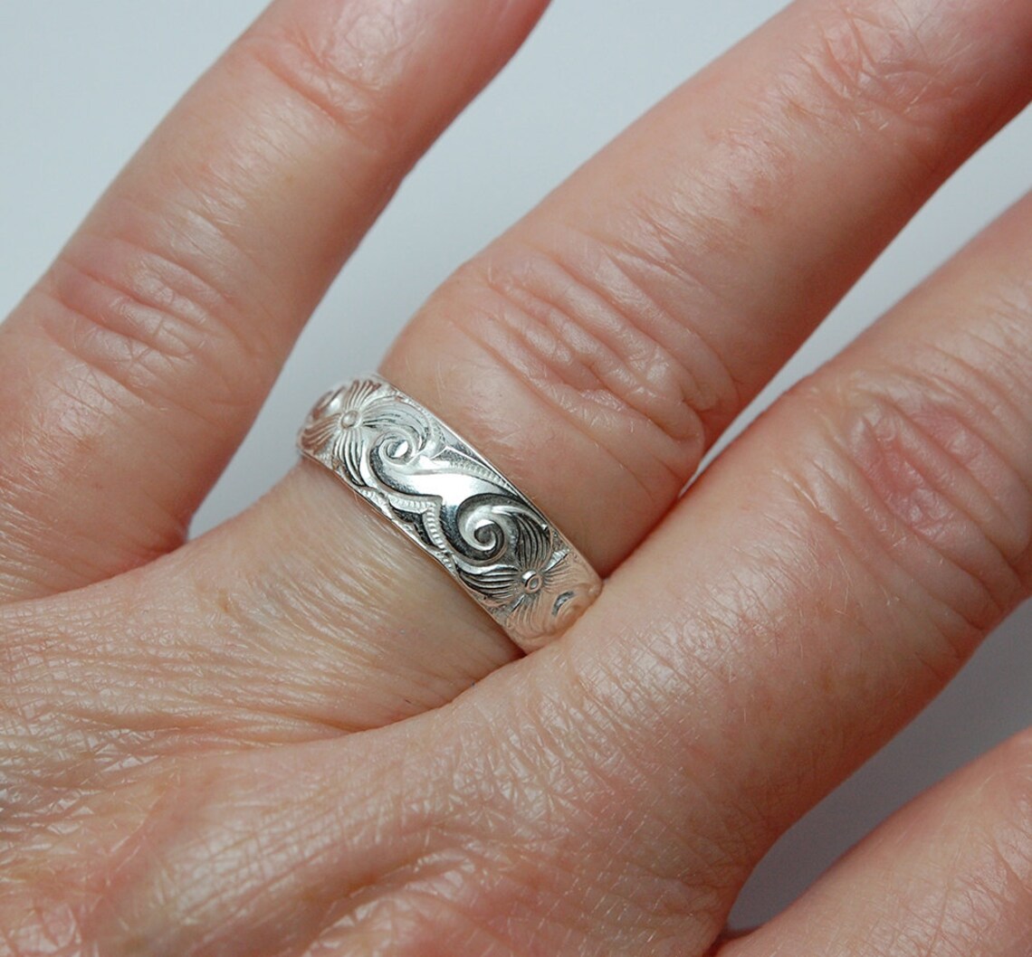 Wide Silver Band Ring Engravable - Etsy