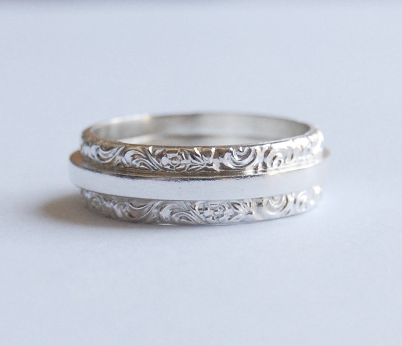 Silver 3 Band Ring Made to Order in Your Size. - Etsy