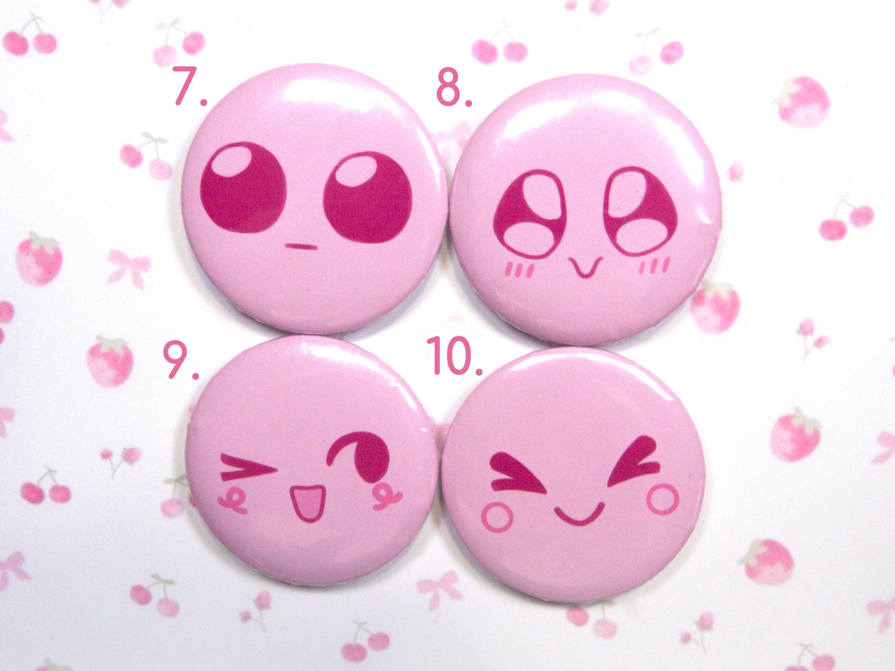 Kawaii Japanese Face Pin Buttons - Cute Aesthetic 1.75in Pinback - Etsy