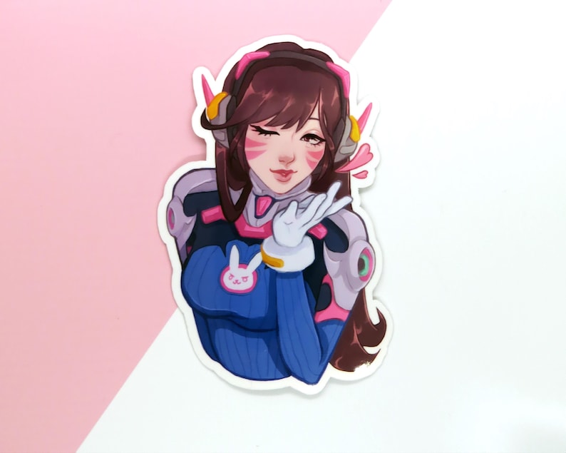 Flirty Dva Overwatch 2 Tank Vinyl Sticker | 3.5" Glossy Vinyl Sticker ...