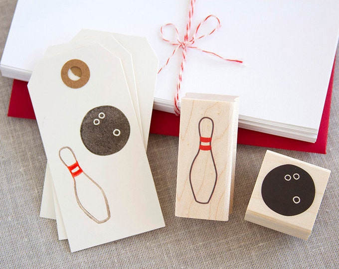 Bowling Rubber Stamp Set Bowling Pin and Bowling Ball - Etsy