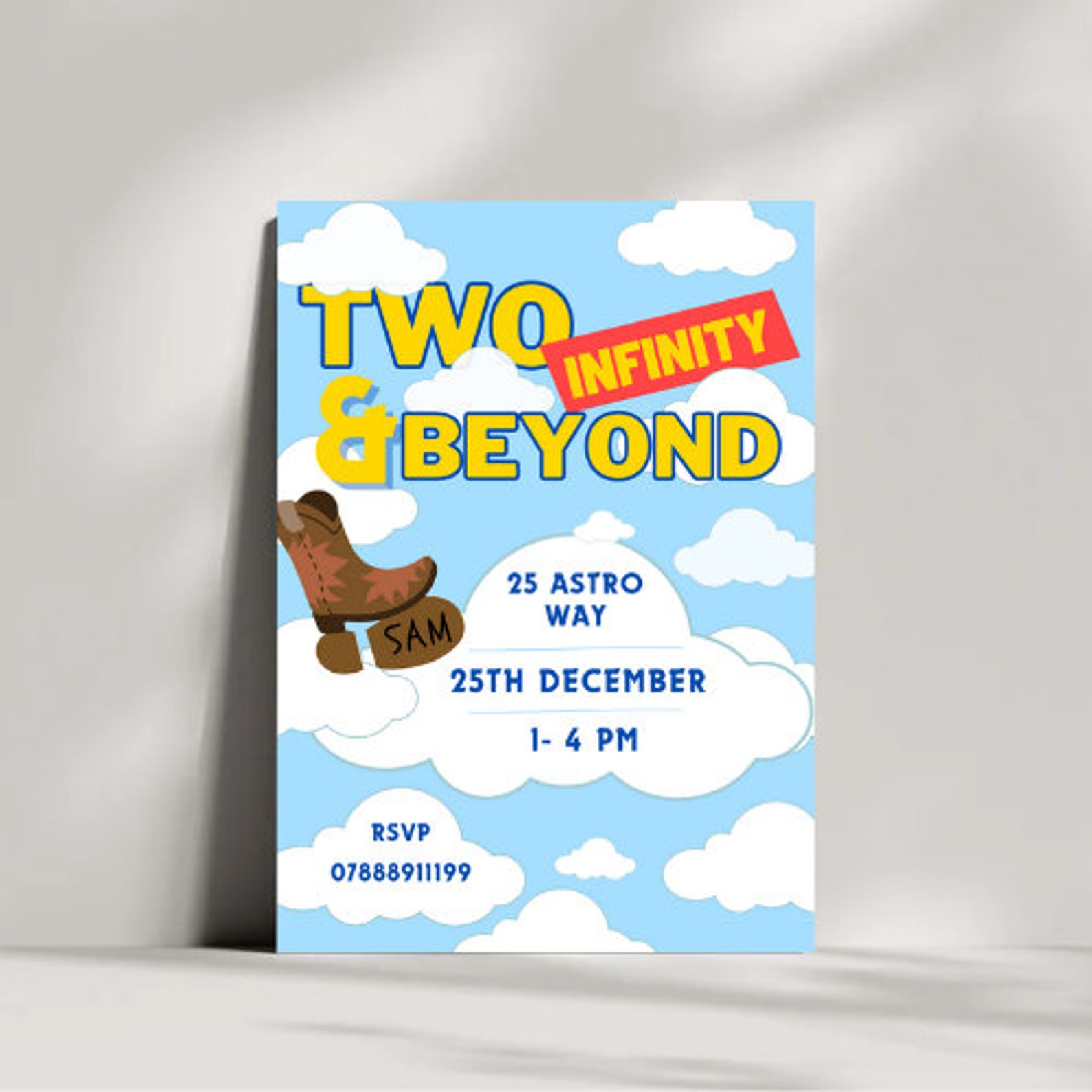 Editable 'two Infinity and Beyond' Toy Story 2nd Birthday Customisable Digital Invitation ...