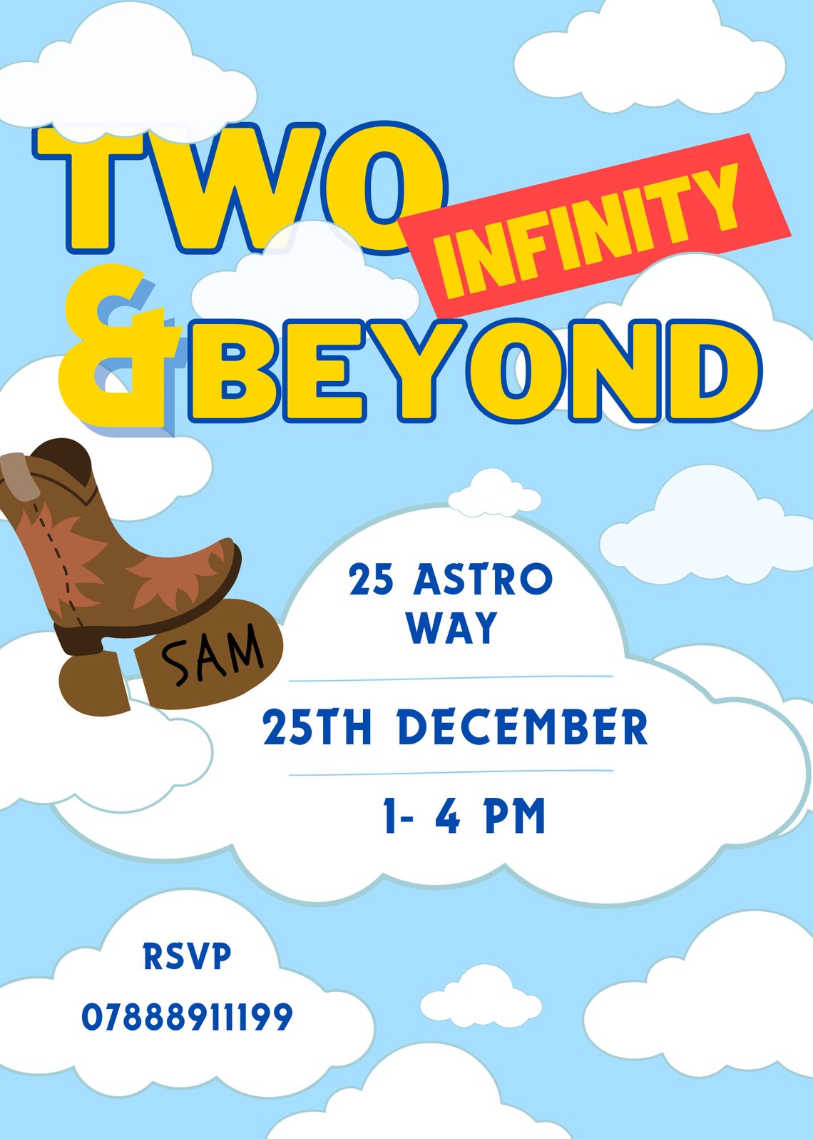 Editable 'two Infinity and Beyond' Toy Story 2nd Birthday Customisable Digital Invitation ...