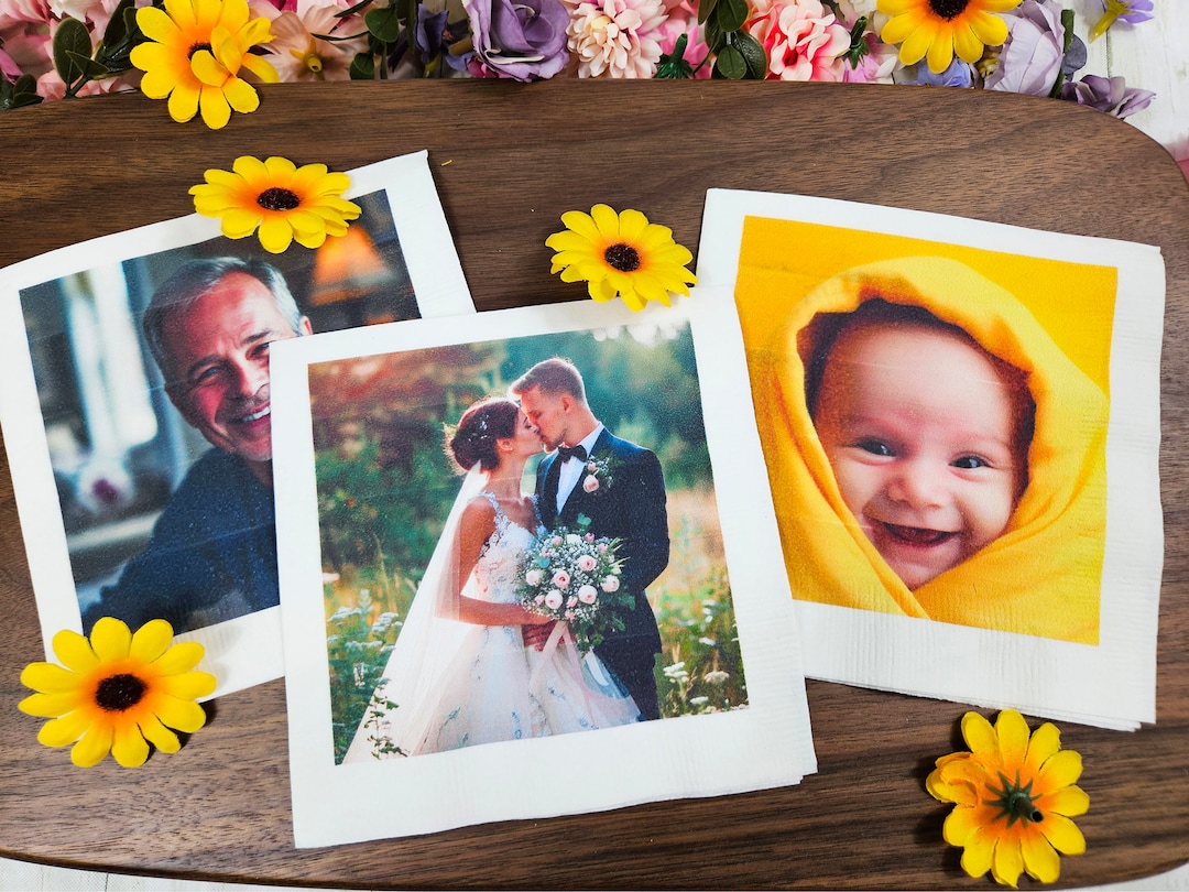 Custom Photo Napkins/personalized Photo Beverage Napkins/custom ...