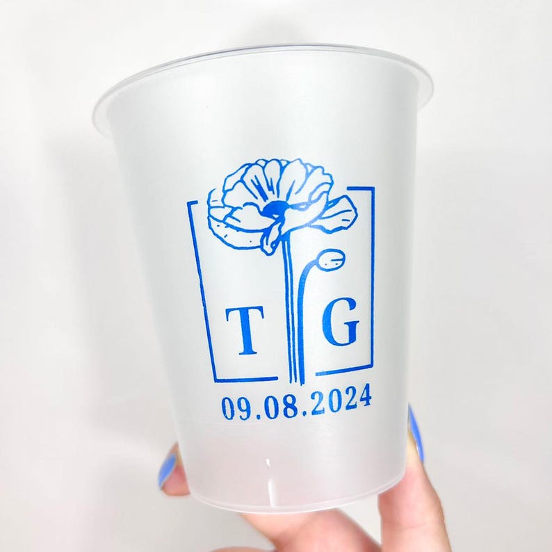 Custom Frosted Wedding Cups – 12oz or 16oz Personalized Plastic Cups ...