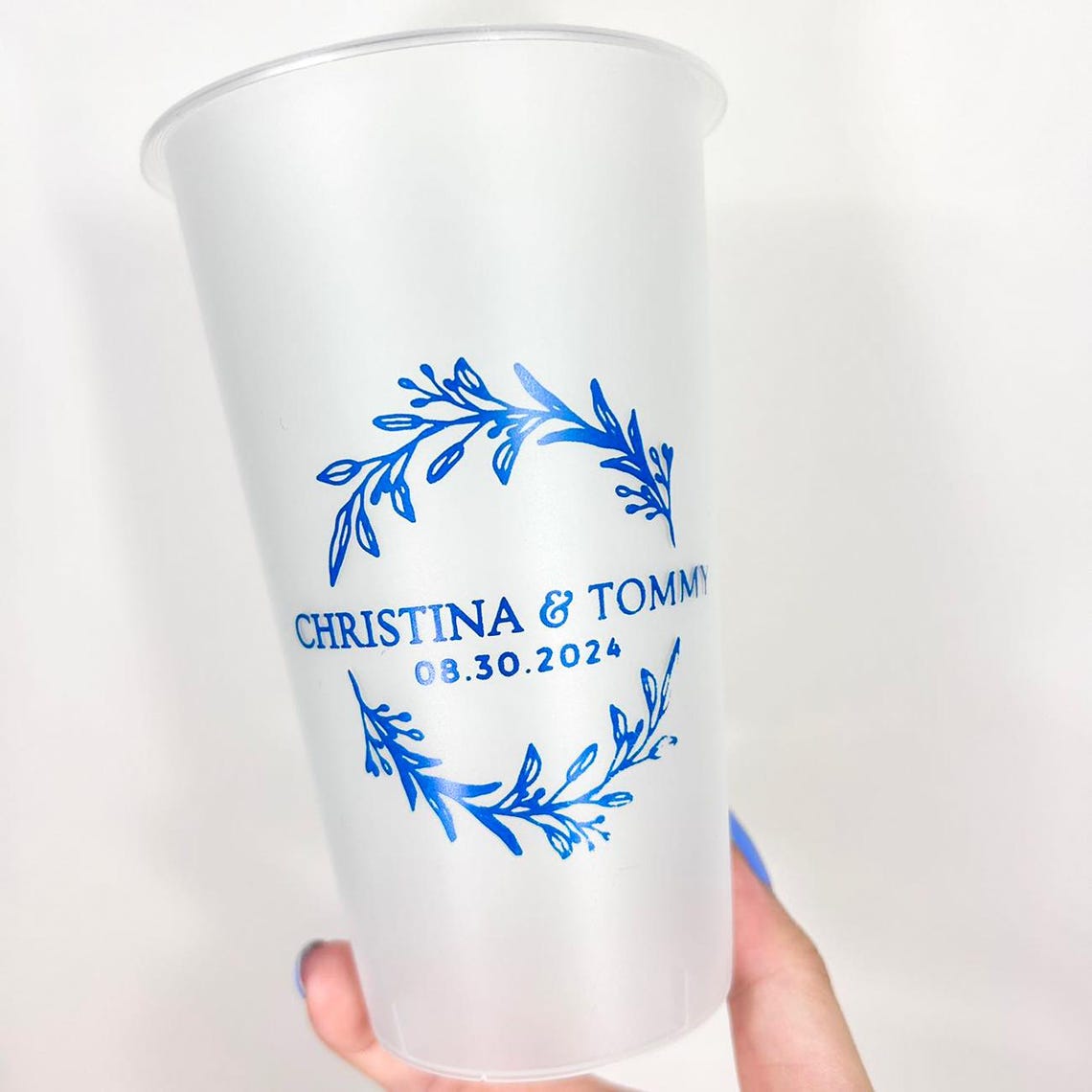 Personalized Frosted Wedding Cups – Custom Shatterproof Plastic Cups ...