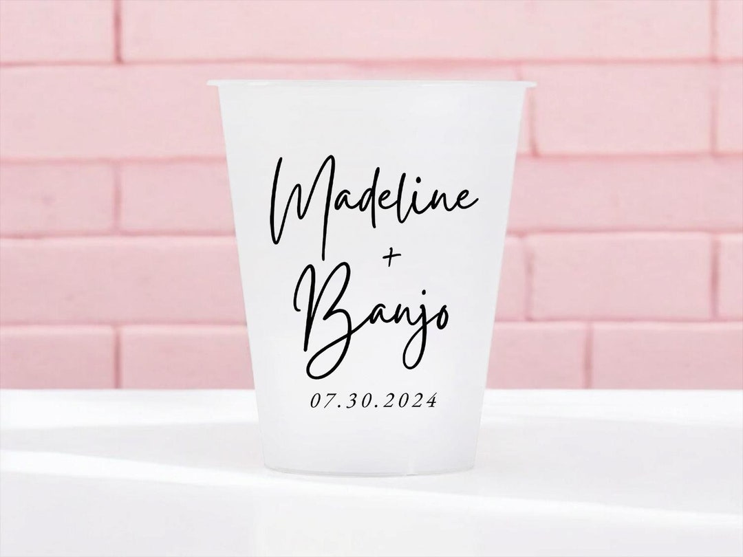 Personalized Wedding Cups – Custom Frosted Shatterproof Cups, Monogram ...