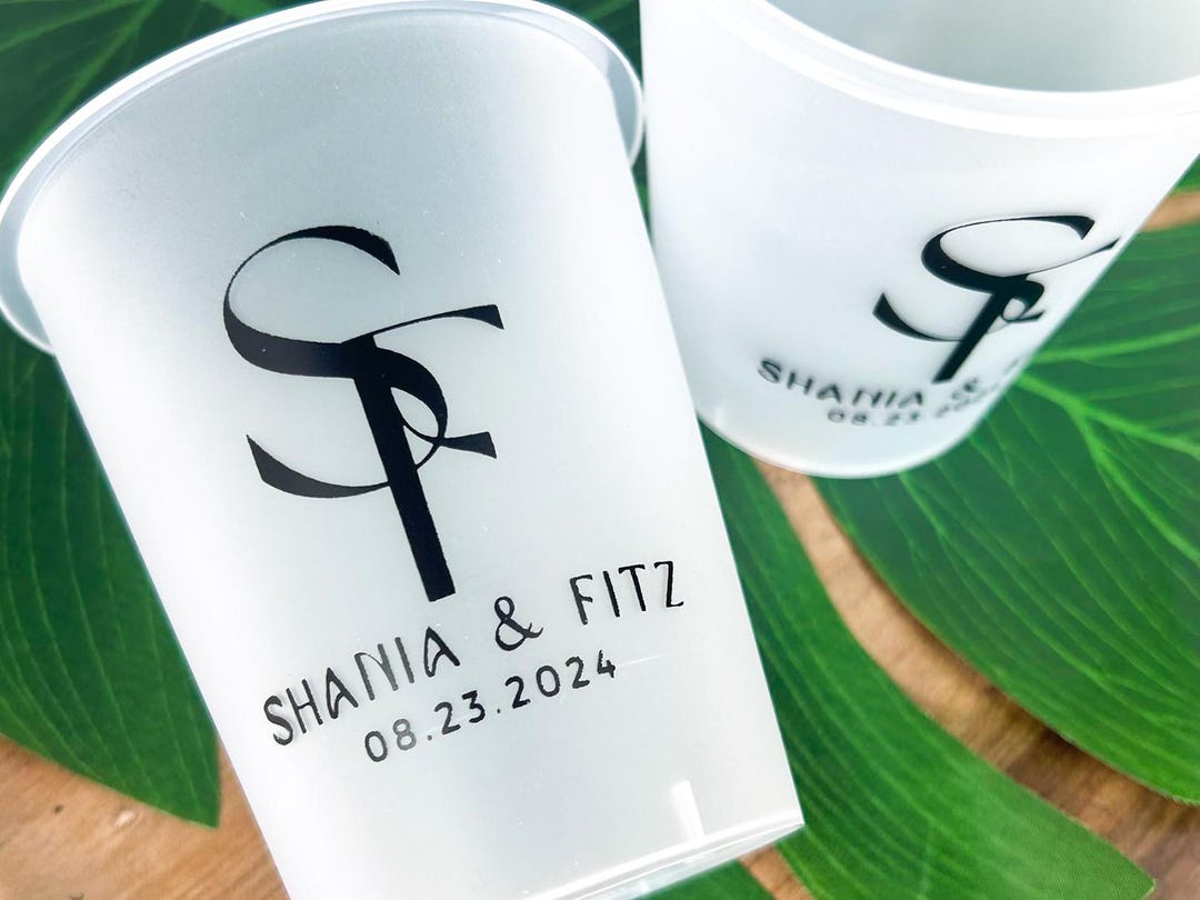 Personalized Frosted Wedding Cups – Custom Shatterproof Plastic Cups ...