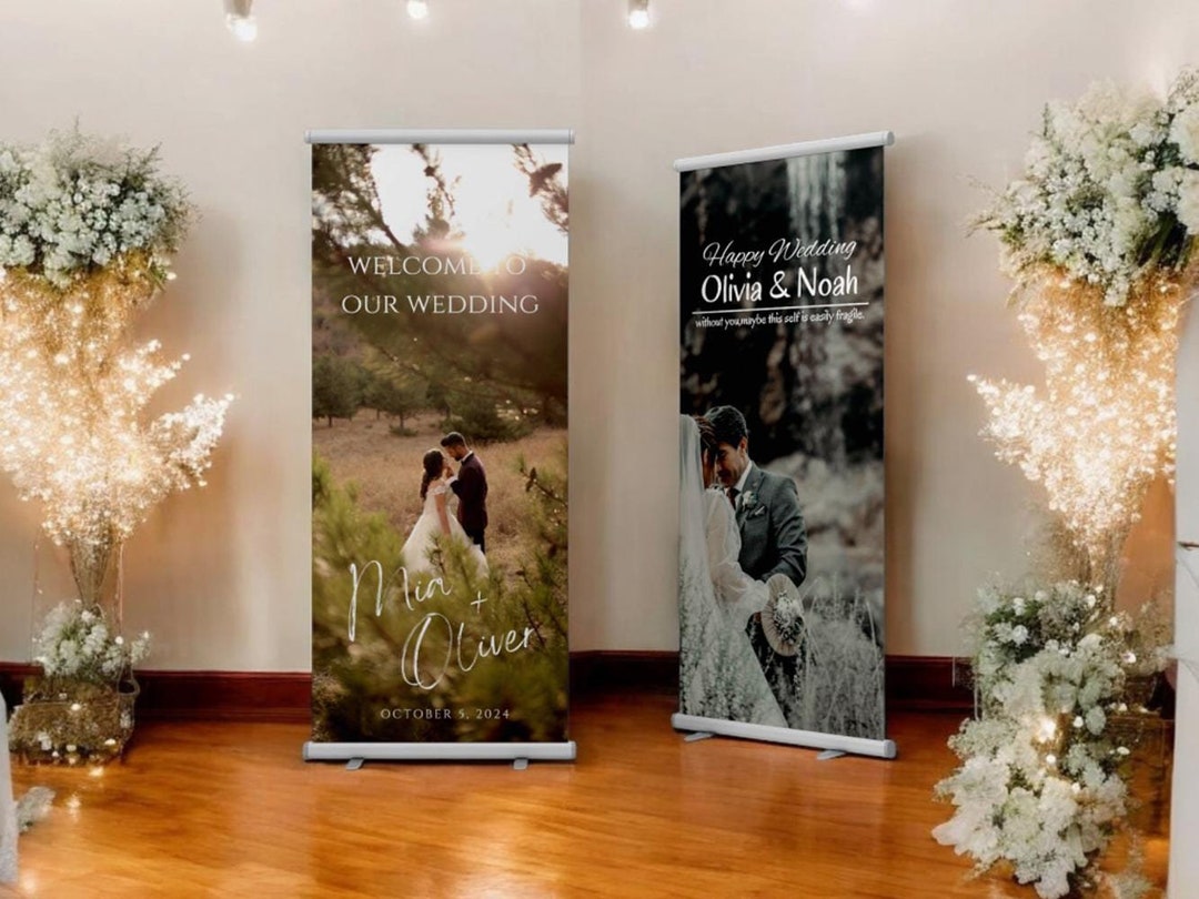 Wedding Retractable Banner Welcome Large Photo Roll Up, Custom Logo ...