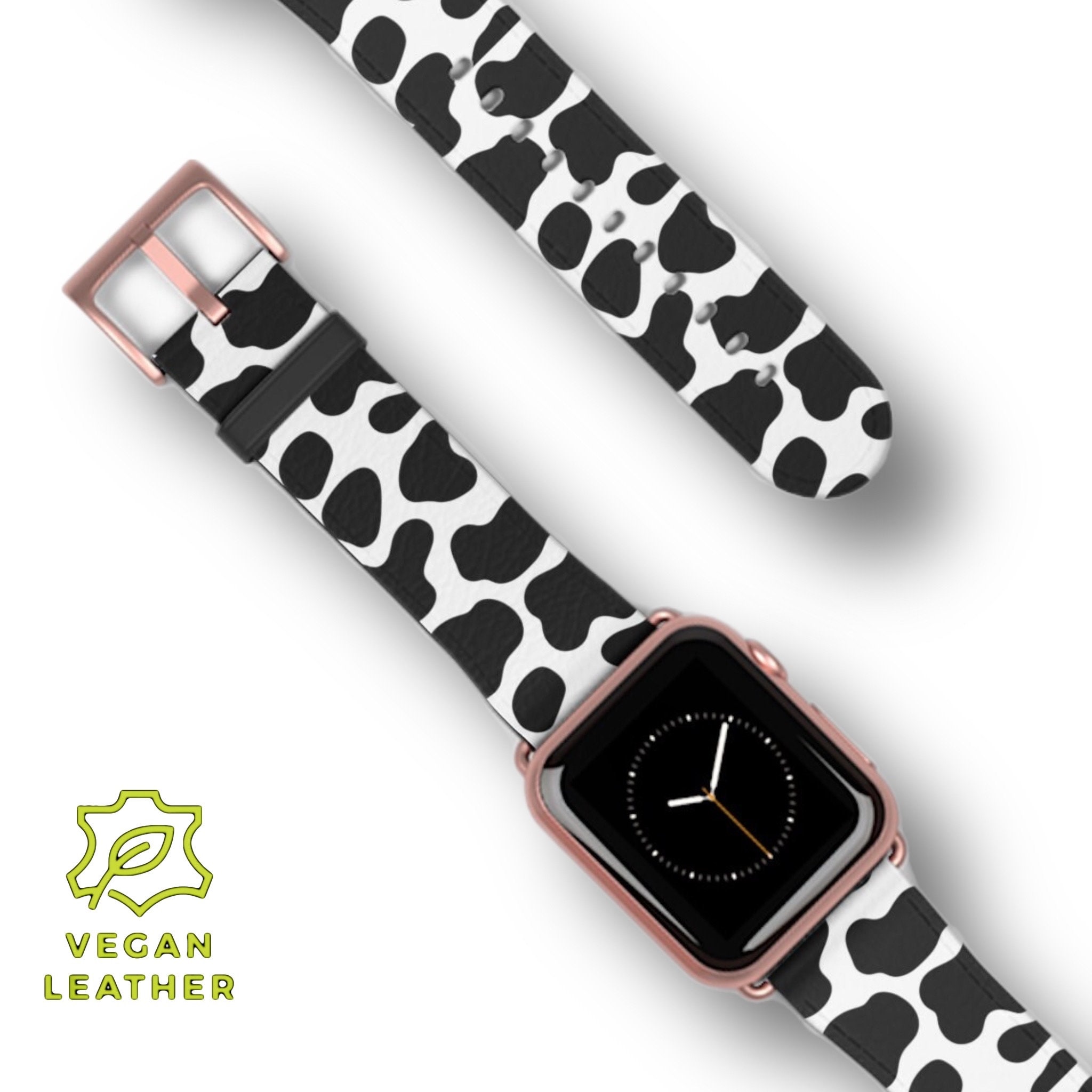 Cow Print Watch Strap Vegan H21 Leather Band for Apple Watch Compatible ...