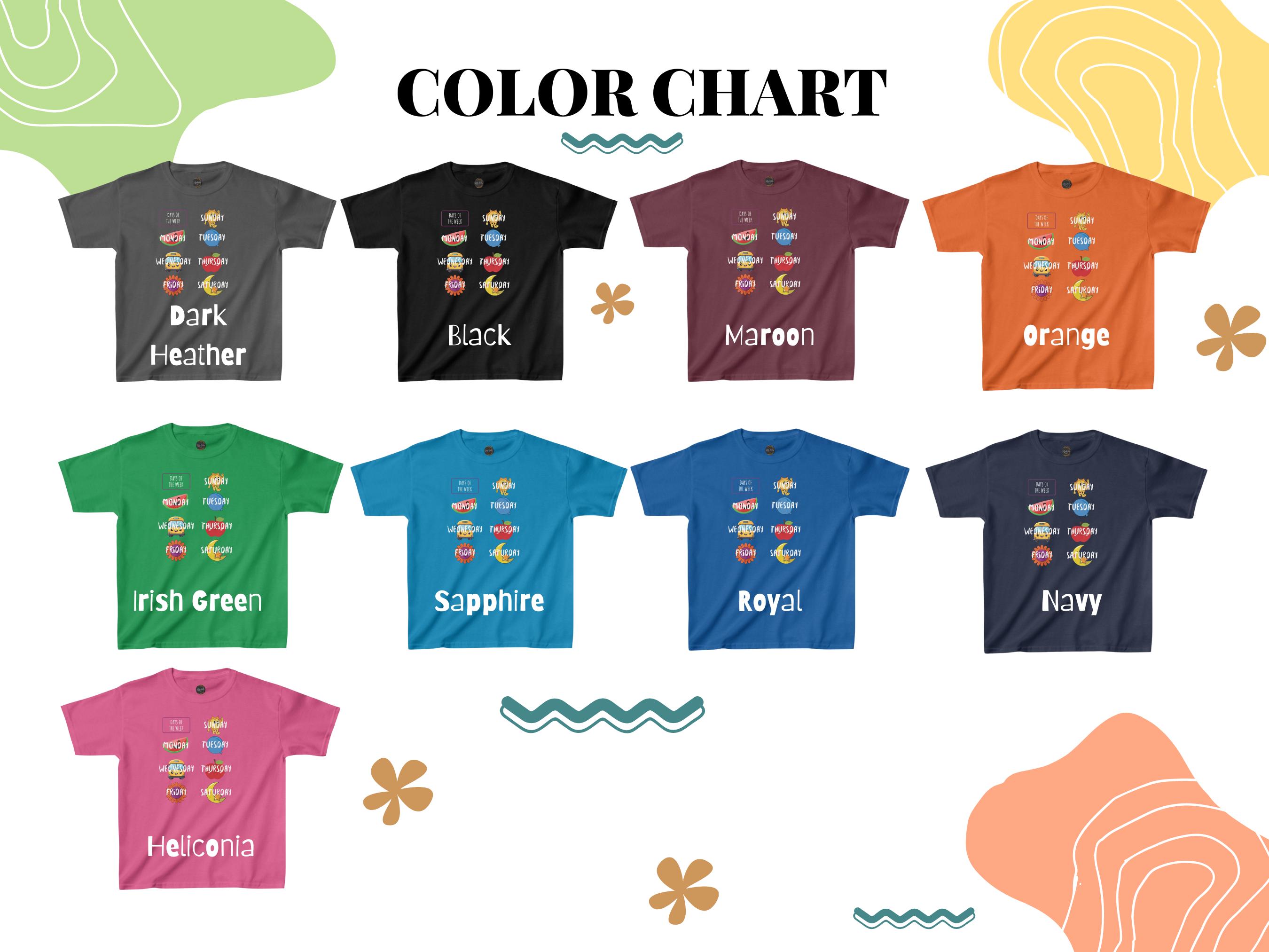 Days of the Week Shirt,kids Days of the Week Shirt, Monday to Friday ...