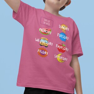 Days of the Week Shirt,kids Days of the Week Shirt, Monday to Friday ...