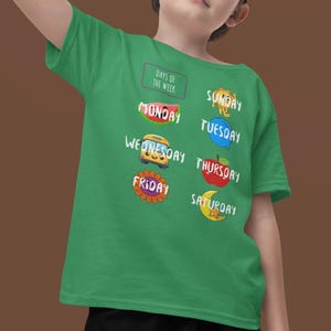 Days of the Week Shirt,kids Days of the Week Shirt, Monday to Friday ...