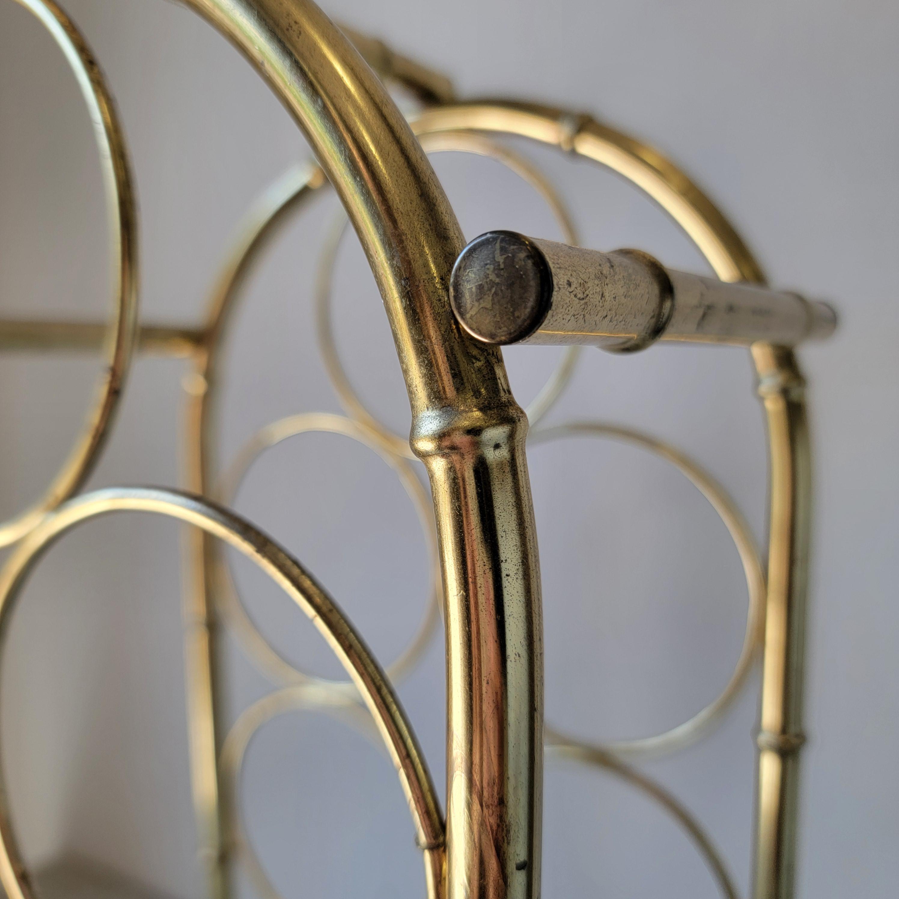 Vintage Brass Wine Rack, Mid Century Modern, Wine Storage, - Etsy