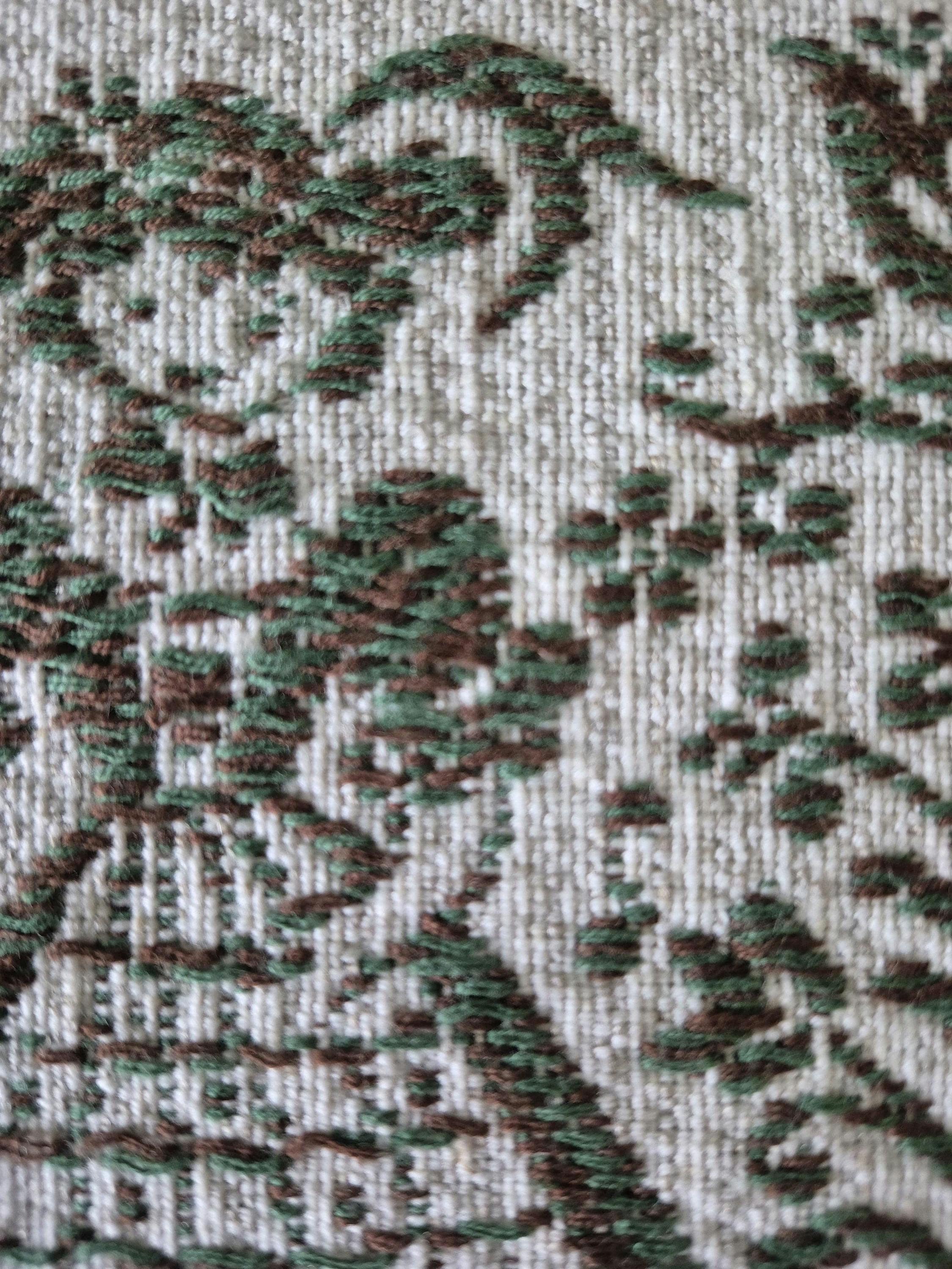 Vintage Woven Austrian Folk Art Table Runner: Green Cotton Linen Blend ...