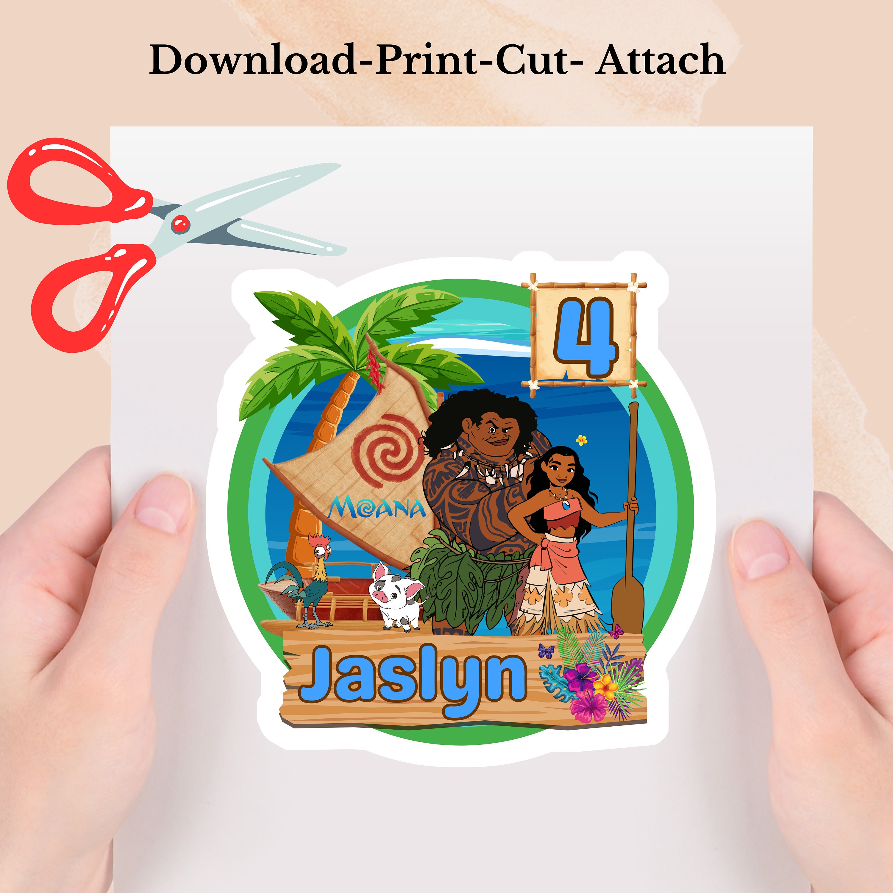 Moana Printable Cake Topper, Moana Digital Cake Topper, Moana ...