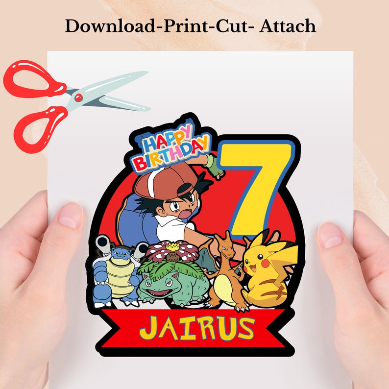 Pokemon Printable Cake Topper, Print and Cut Pokemon Cake Topper ...